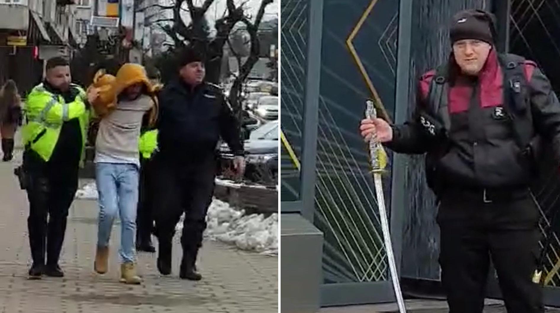 Scene ca-n filme în Târgu Neamț: Un tânăr a intrat cu o sabie de peste ...