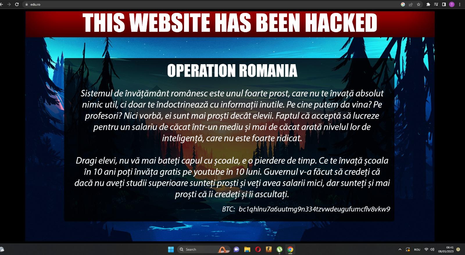 Site-ul Ministerului Educației, spart de hackeri: "Dragi elevi, nu vă mai bateţi capul cu şcoala ...