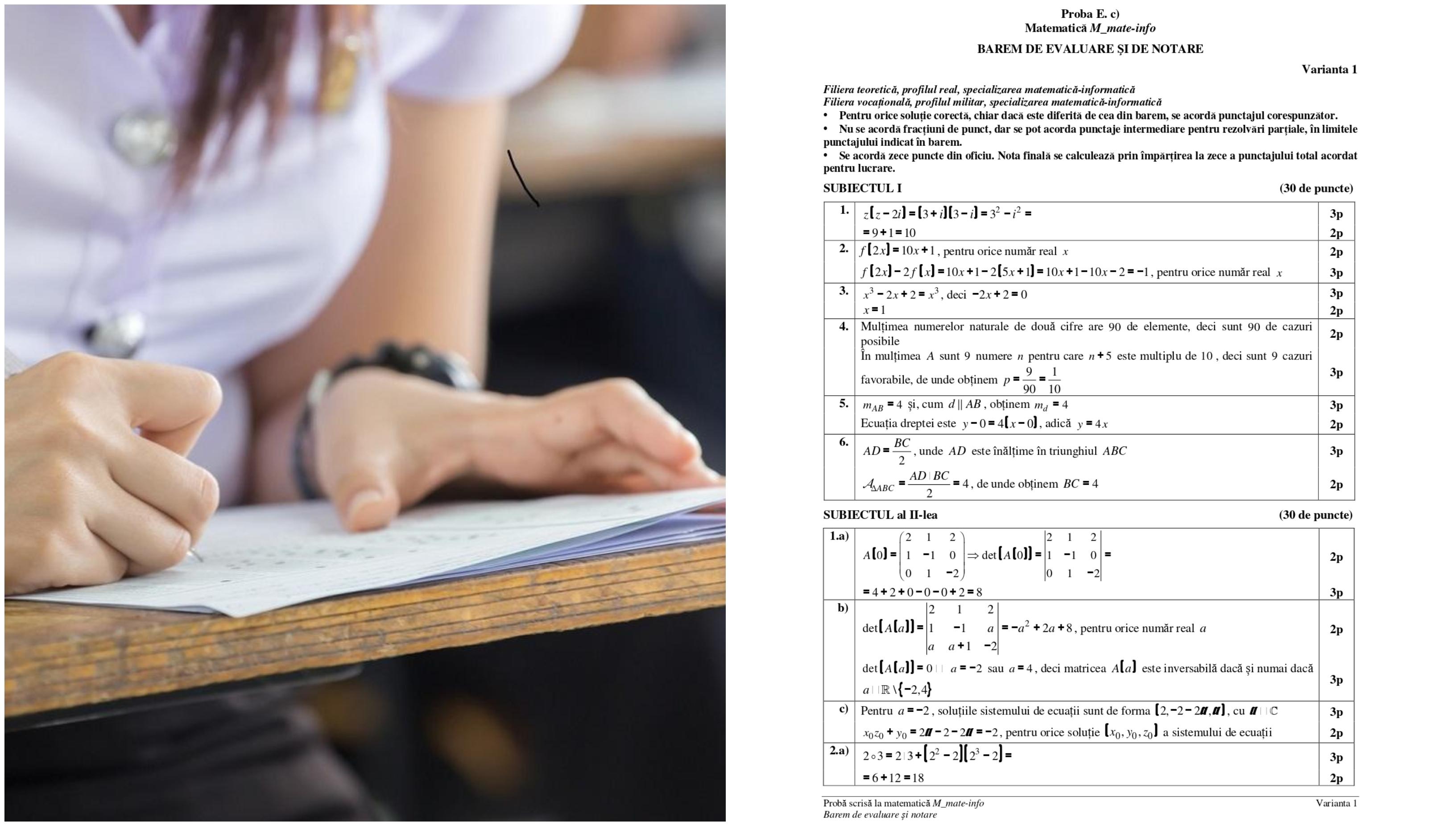 Barem Matematică Bac 2023. Cum se rezolvă subiectele | Observatornews.ro